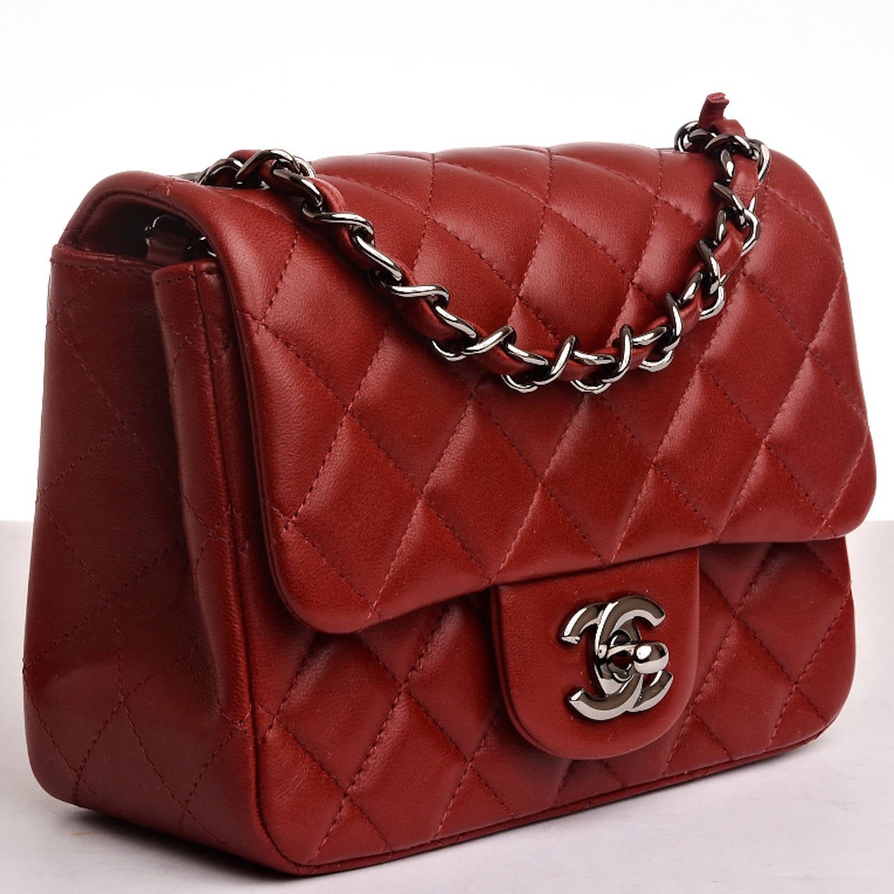 Chanel Dark Red Quilted Lambskin Mini Classic Flap Bag at 1stDibs ...