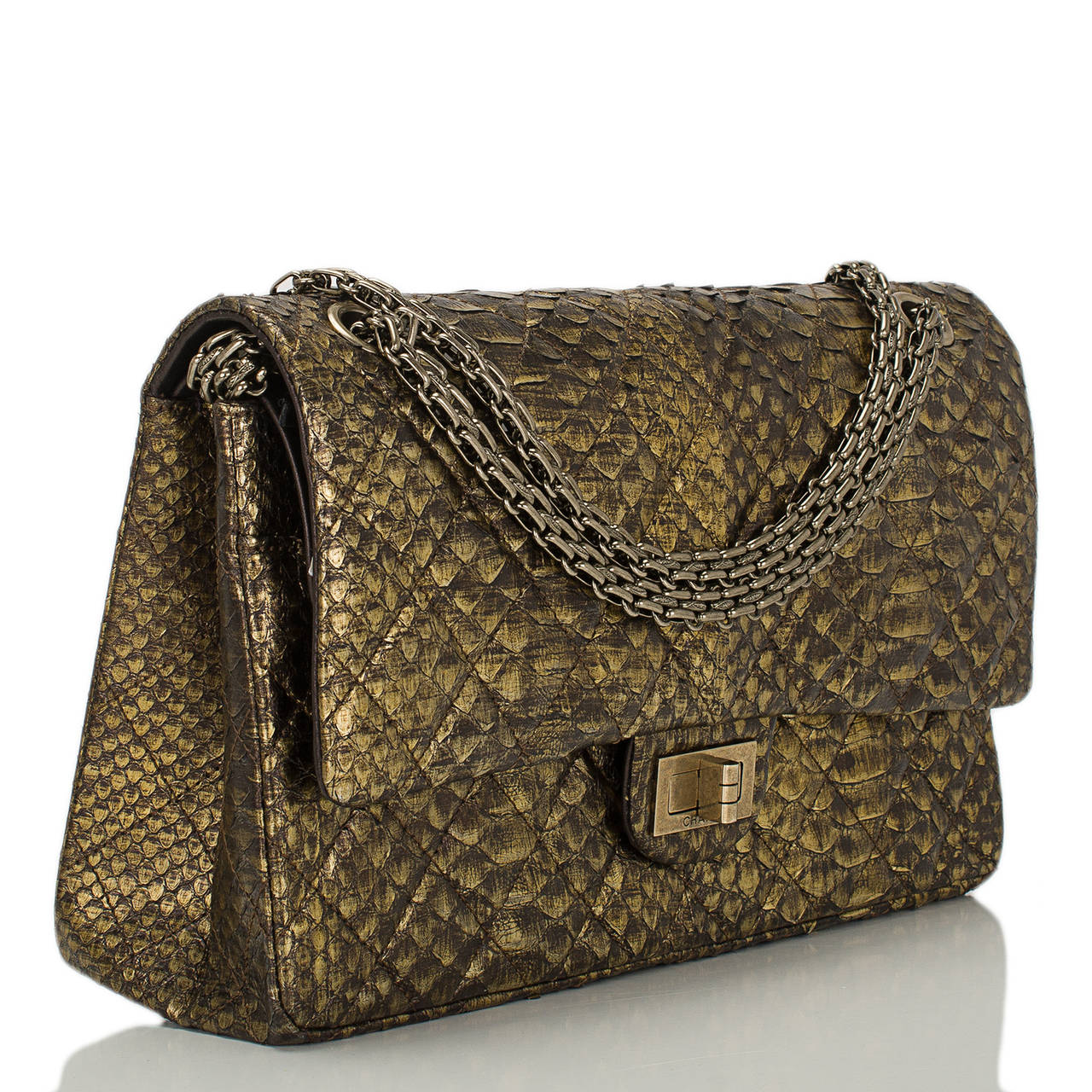 Chanel Gold Python 2.55 Reissue 226 Double Flap Bag at 1stDibs