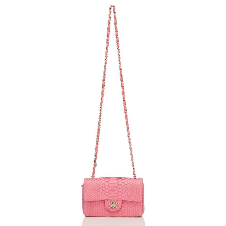 Chanel Pink Python Rectangular Mini Classic Flap Bag For Sale at ...