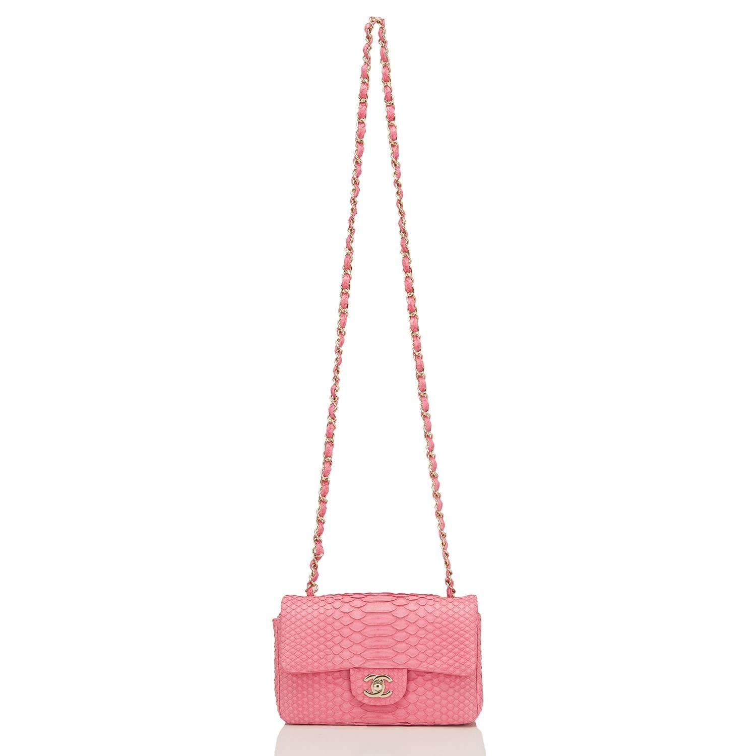 Chanel Pink Python Rectangular Mini Classic Flap Bag For Sale at 1stDibs | chanel pink python ...