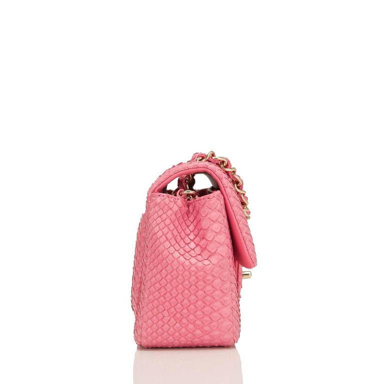 Chanel Pink Python Rectangular Mini Classic Flap Bag For Sale at ...