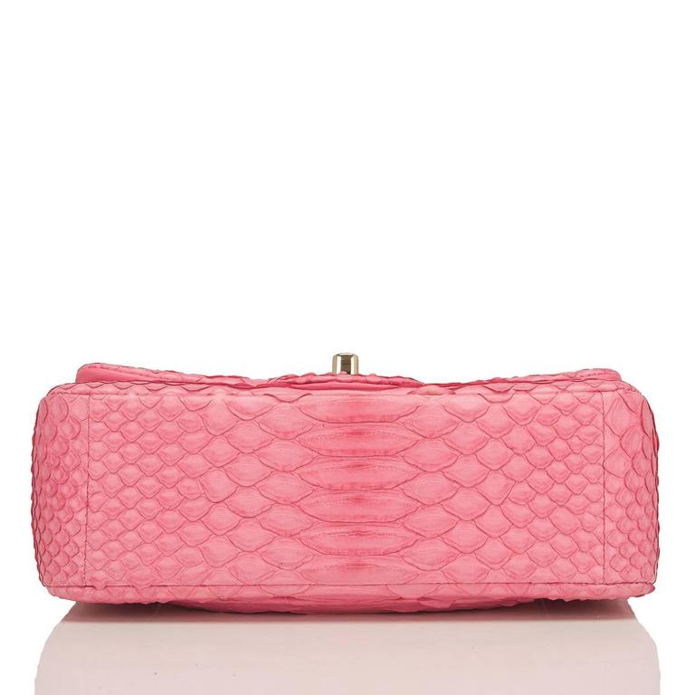 Chanel Pink Python Rectangular Mini Classic Flap Bag For Sale at ...