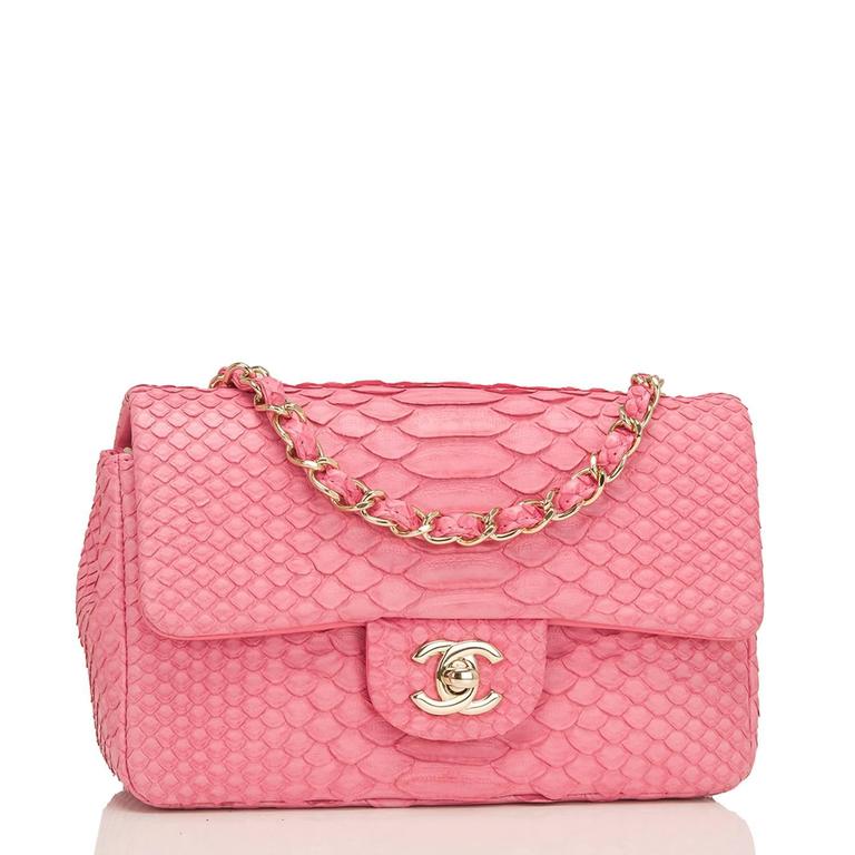 Chanel Pink Python Rectangular Mini Classic Flap Bag For Sale at ...