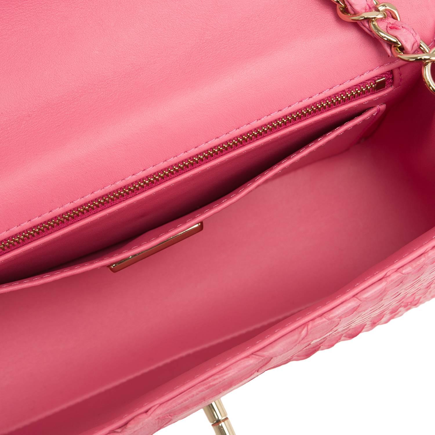 Chanel Pink Python Rectangular Mini Classic Flap Bag For Sale at ...