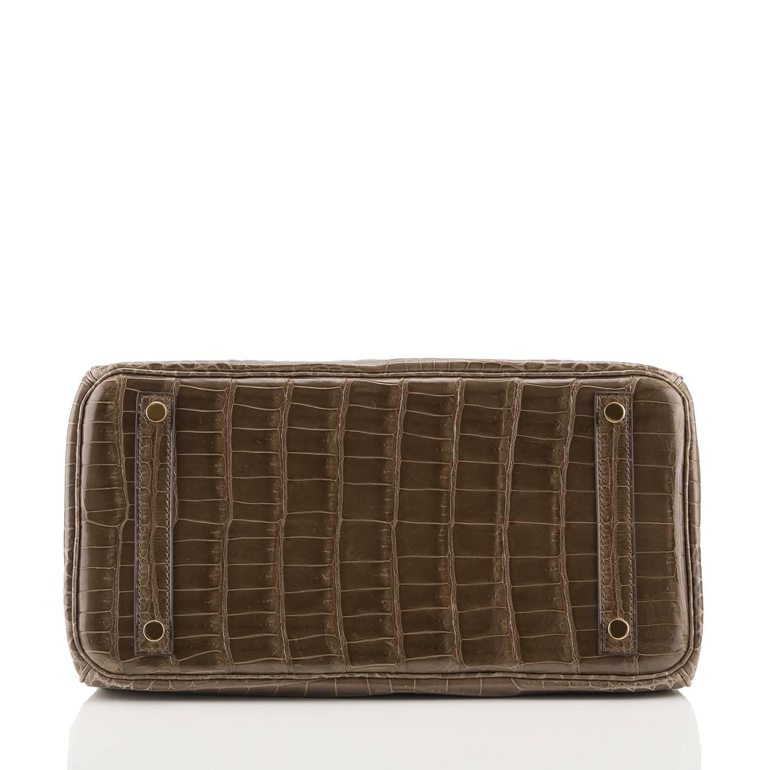 Hermes Gris Elephant Porosus Crocodile Birkin 30cm Gold Hardware For ...