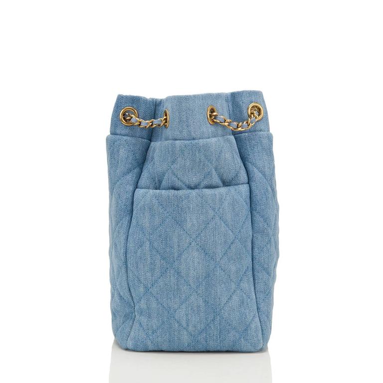 Chanel Light Blue Quilted Denim Drawstring Bag at 1stDibs | chanel ...