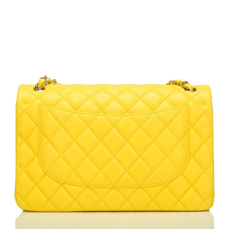 Chanel Yellow Quilted Lambskin Jumbo Classic Double Flap Bag at 1stDibs ...