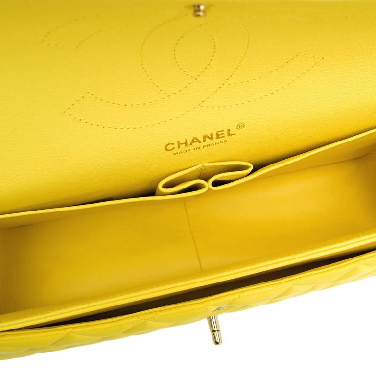 Chanel Yellow Quilted Lambskin Jumbo Classic Double Flap Bag at 1stDibs ...
