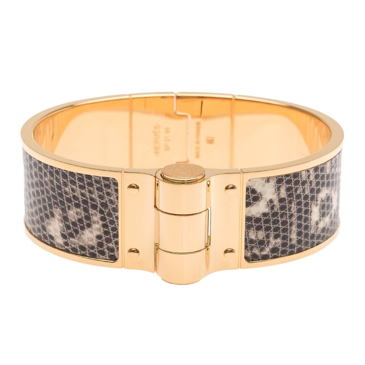 Hermes Ombre Lizard Wide Hinged Bracelet Large For Sale at 1stDibs