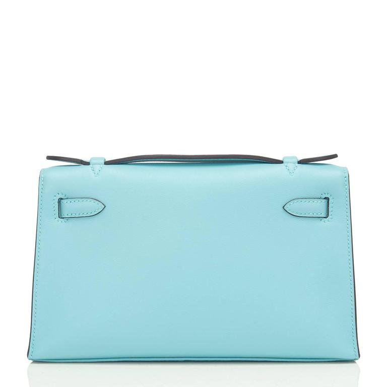 Hermes Blue Atoll Swift Mini Kelly Pochette For Sale at 1stDibs