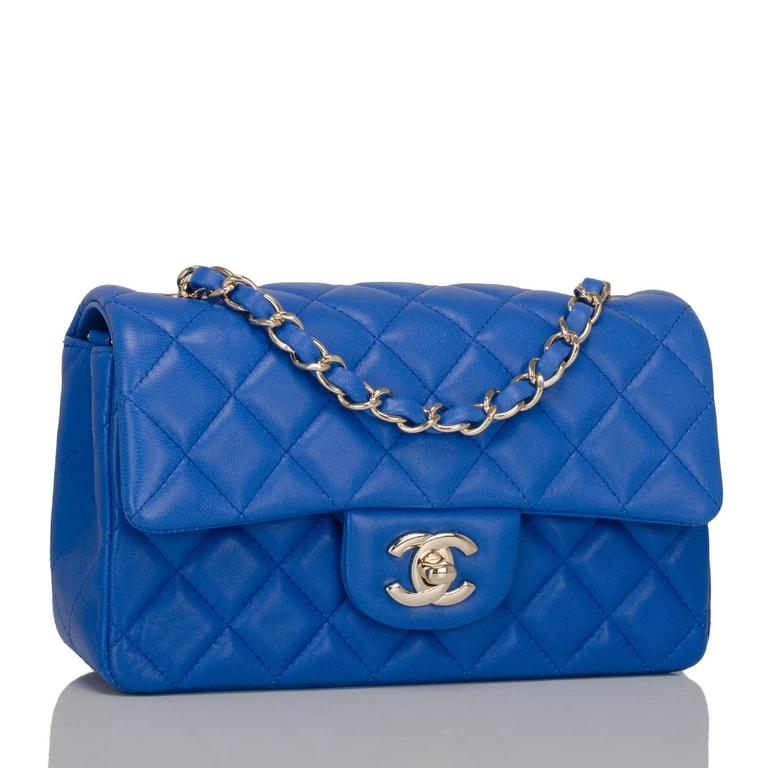 Chanel Blue Quilted Lambskin Rectangular Mini Classic Shoulder ...