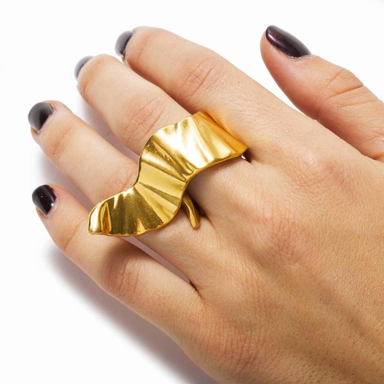 Gold Plated Ribbon Ring For Sale at 1stDibs