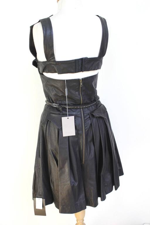 New £1190 Preen Line Simone black pleated leather dress M For Sale at ...
