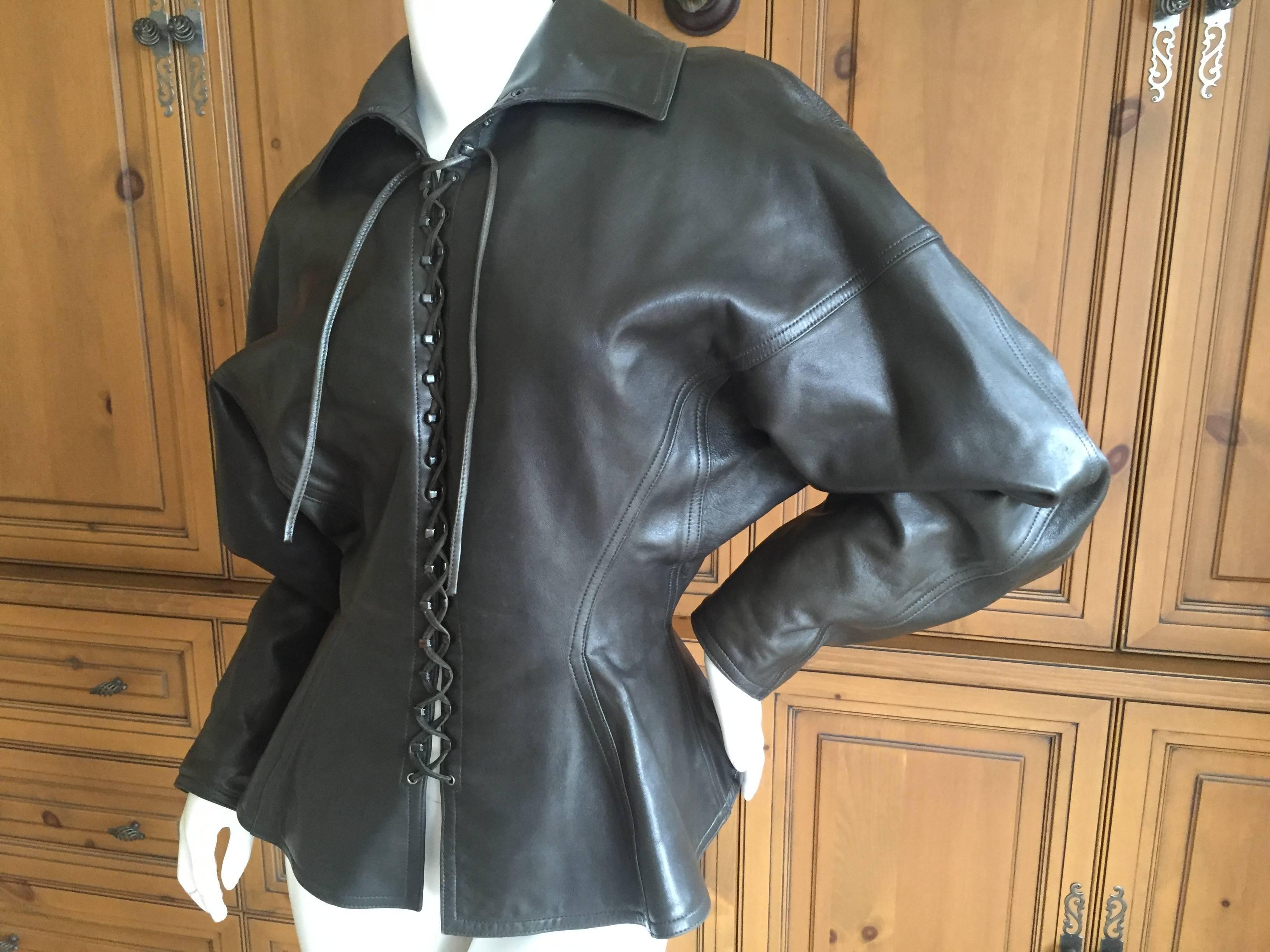 Azzedine Alaia 1984 Corset Lace Leather Jacket For Sale at 1stDibs ...
