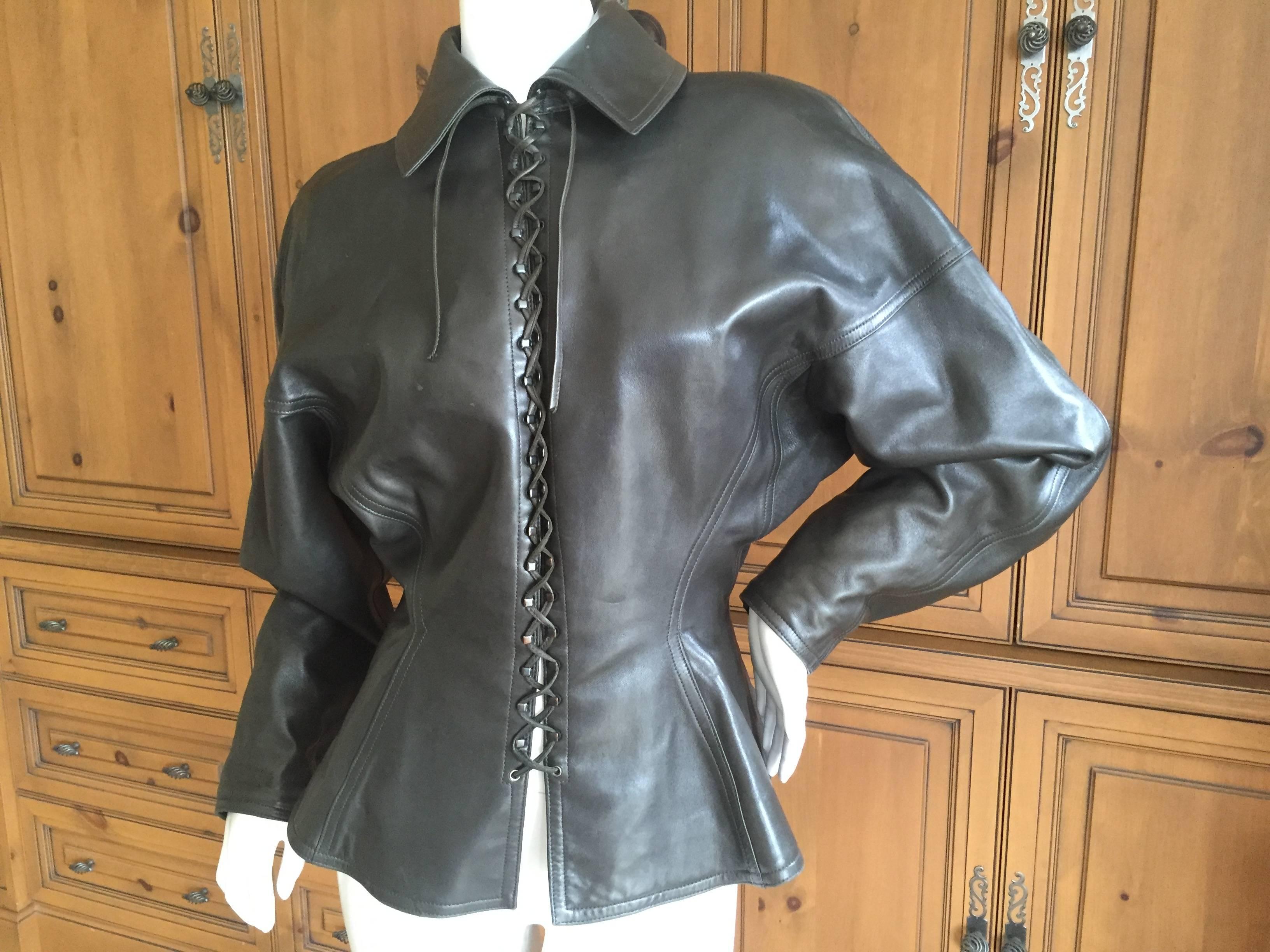 Azzedine Alaia 1984 Corset Lace Leather Jacket For Sale at 1stDibs ...
