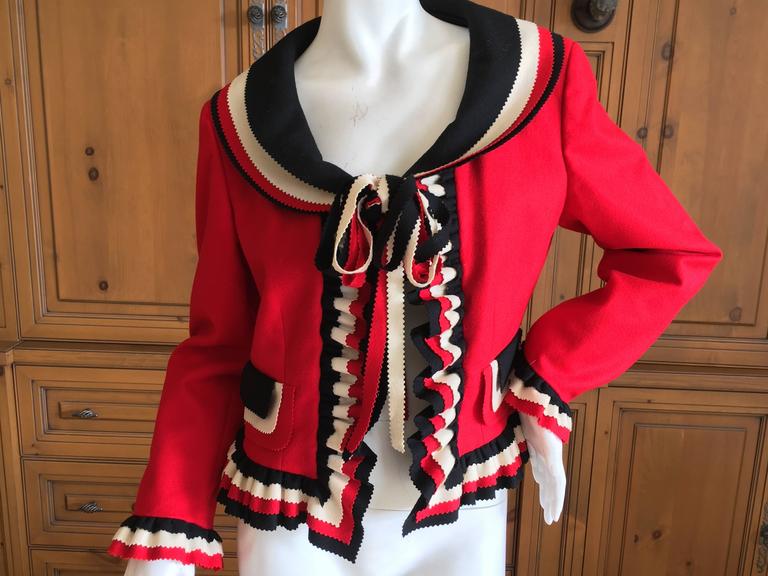 Moschino 1993 Ruffled Red Jacket For Sale at 1stDibs