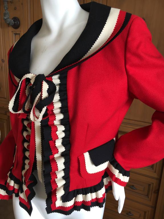 Moschino 1993 Ruffled Red Jacket For Sale at 1stDibs