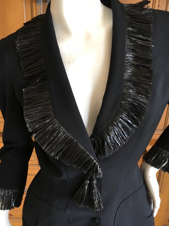 Thierry Mugler Vintage 1980's Black Suit with Raffia Fringe Tassel and ...