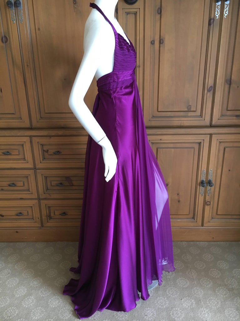 Versace Vintage luxurious Purple Silk Evening Dress with Draped Silk ...