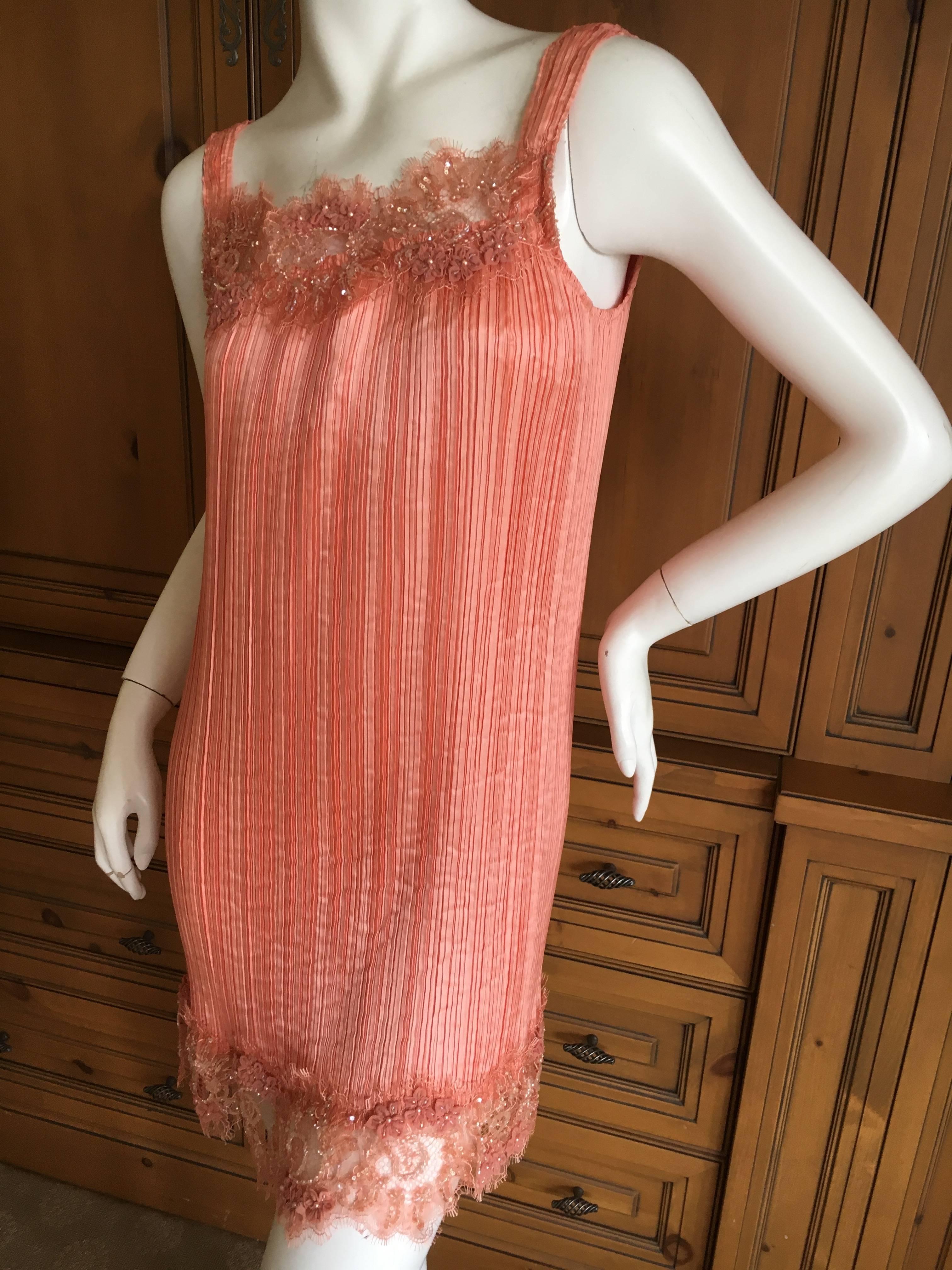 Issey Miyake Vintage Salmon Color Embellished Mini Dress and Matching ...