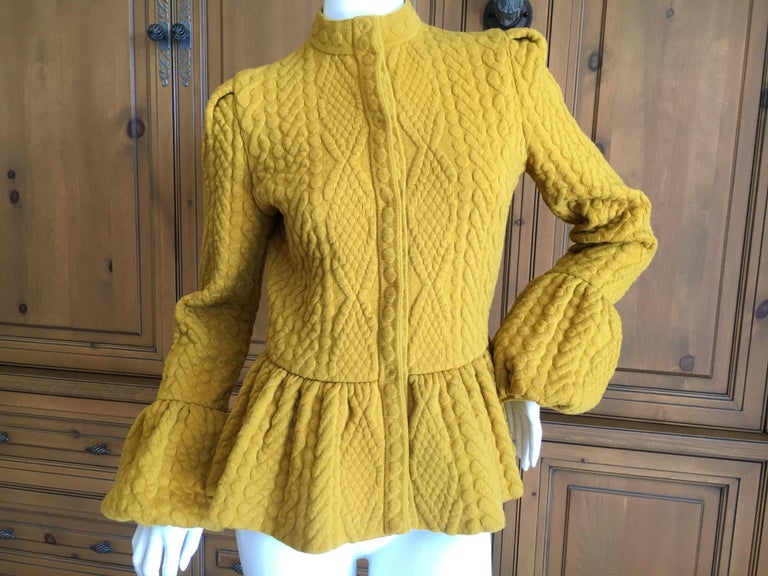 Alexander McQueen Mustard Color Bell Sleeve Cable Knit Sweater Jacket ...