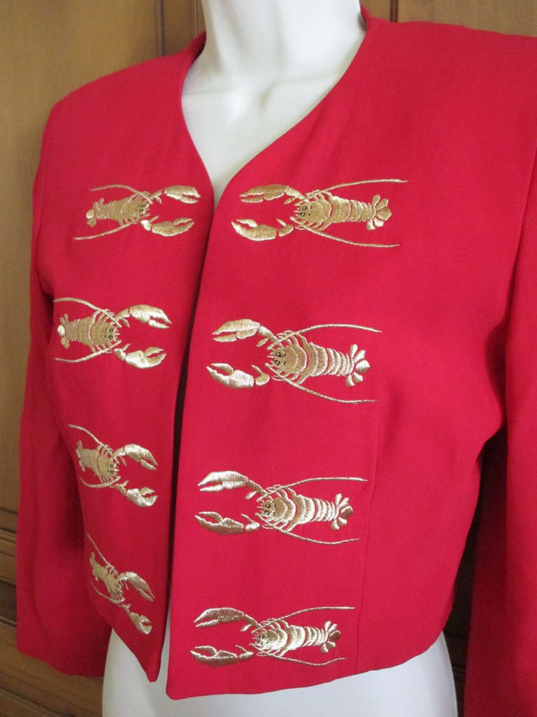 Moschino Couture Iconic 1989 Gold Embroidered Lobster Jacket at 1stDibs ...