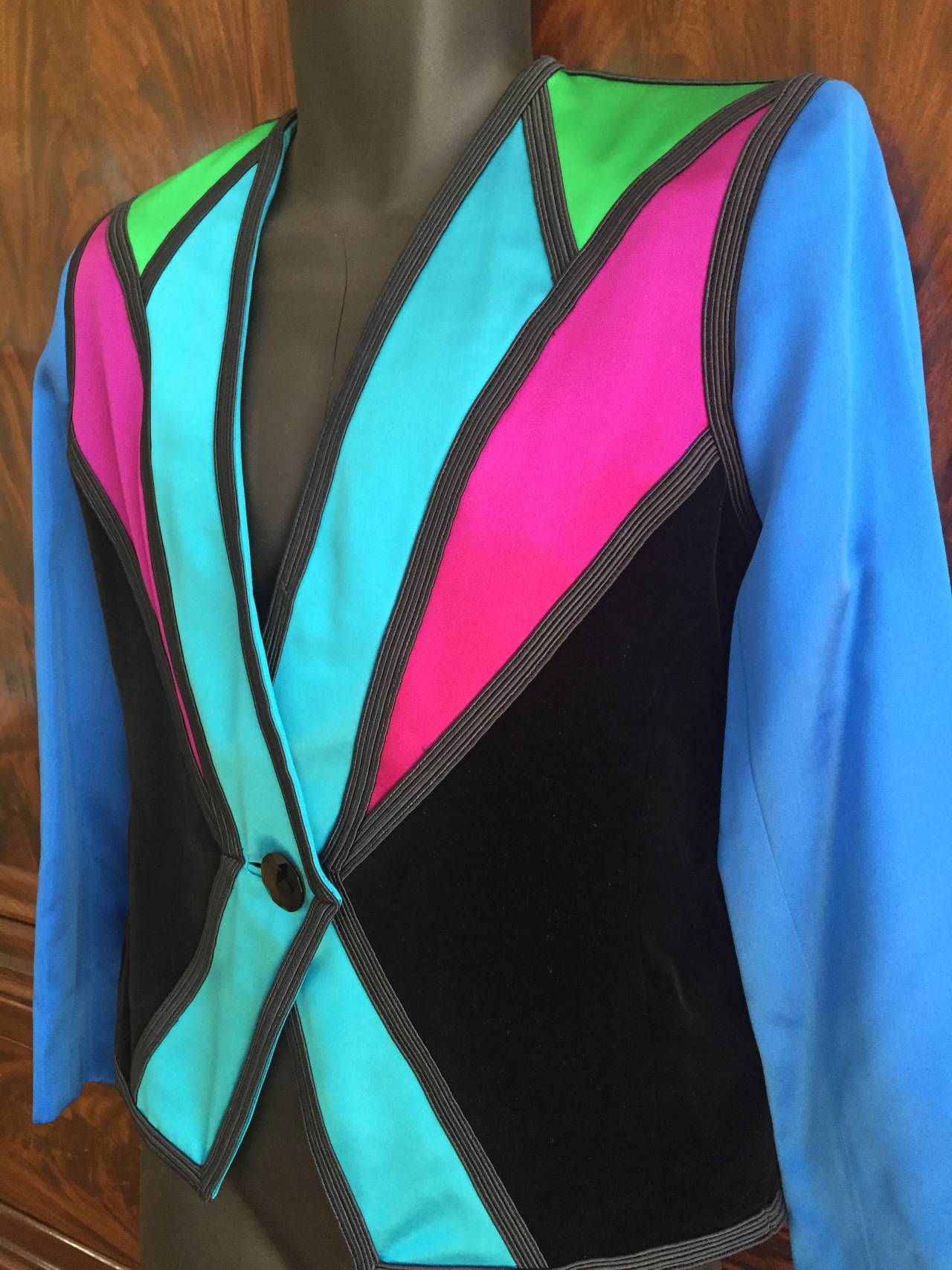 Yves Saint Laurent Stained Glass Color Block Vintage Jacket at 1stDibs