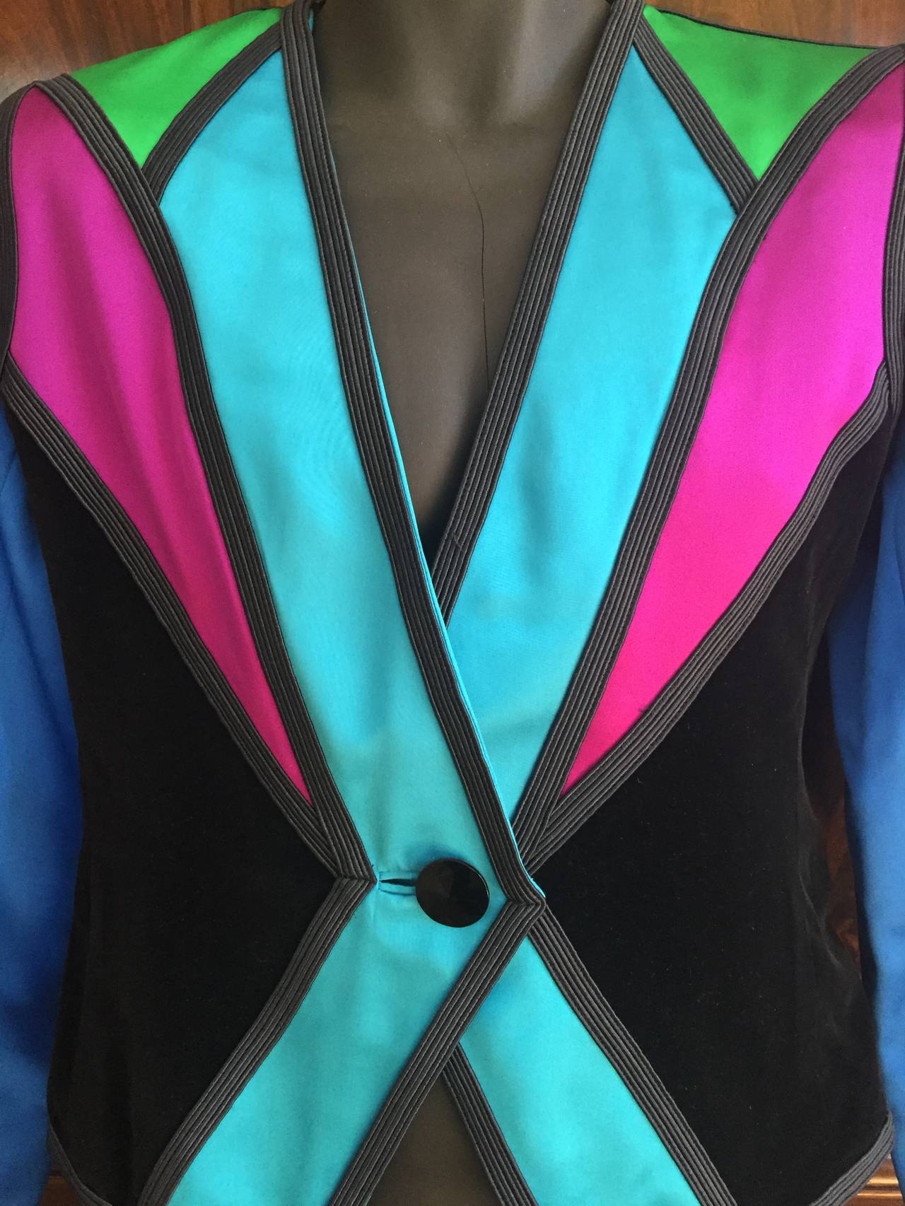 Yves Saint Laurent Stained Glass Color Block Vintage Jacket at 1stDibs
