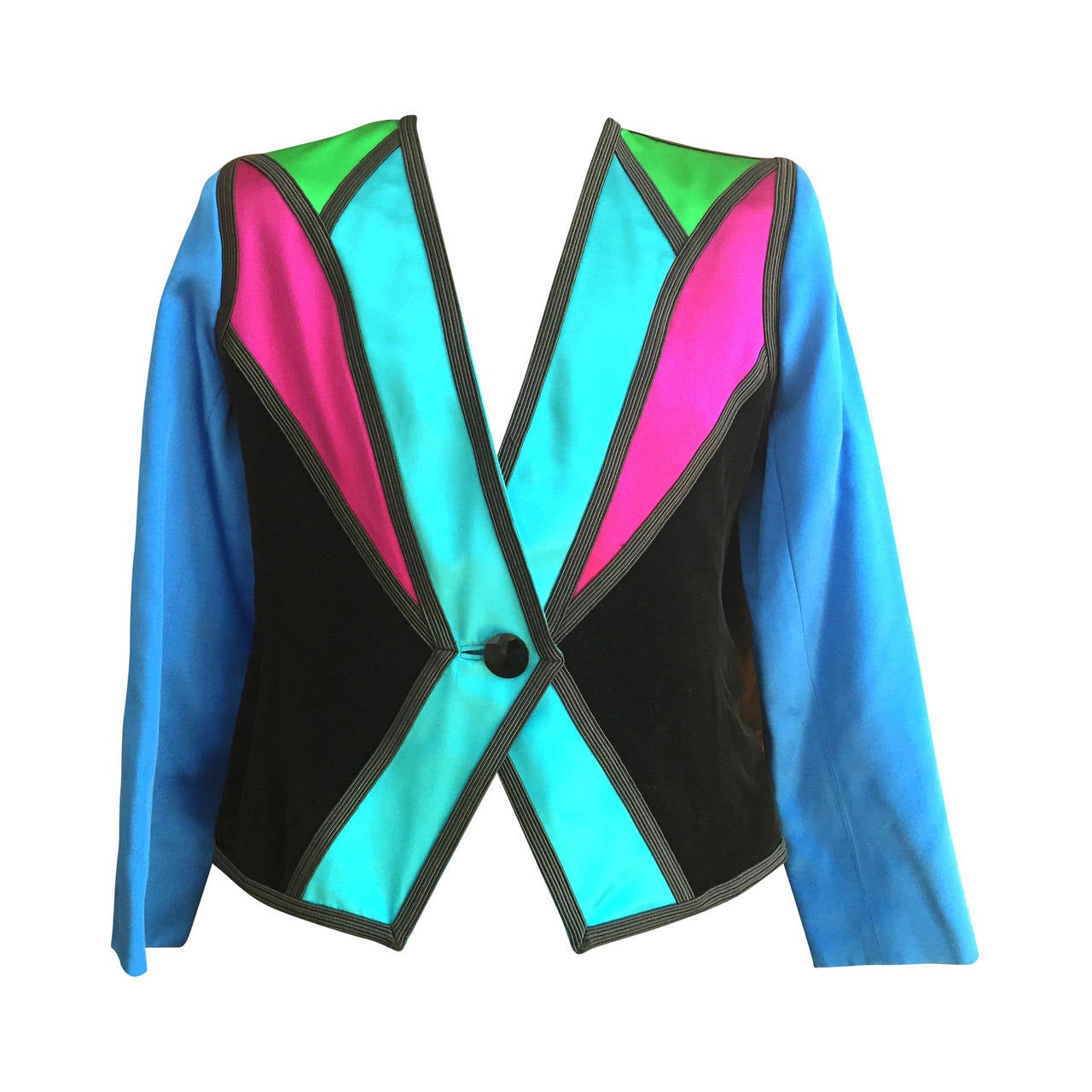 Yves Saint Laurent Stained Glass Color Block Vintage Jacket at 1stDibs