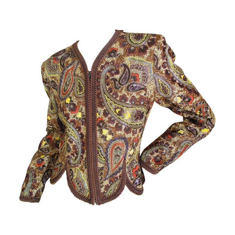 Oscar de la Renta Vintage Beaded Paisley Jacket at 1stDibs