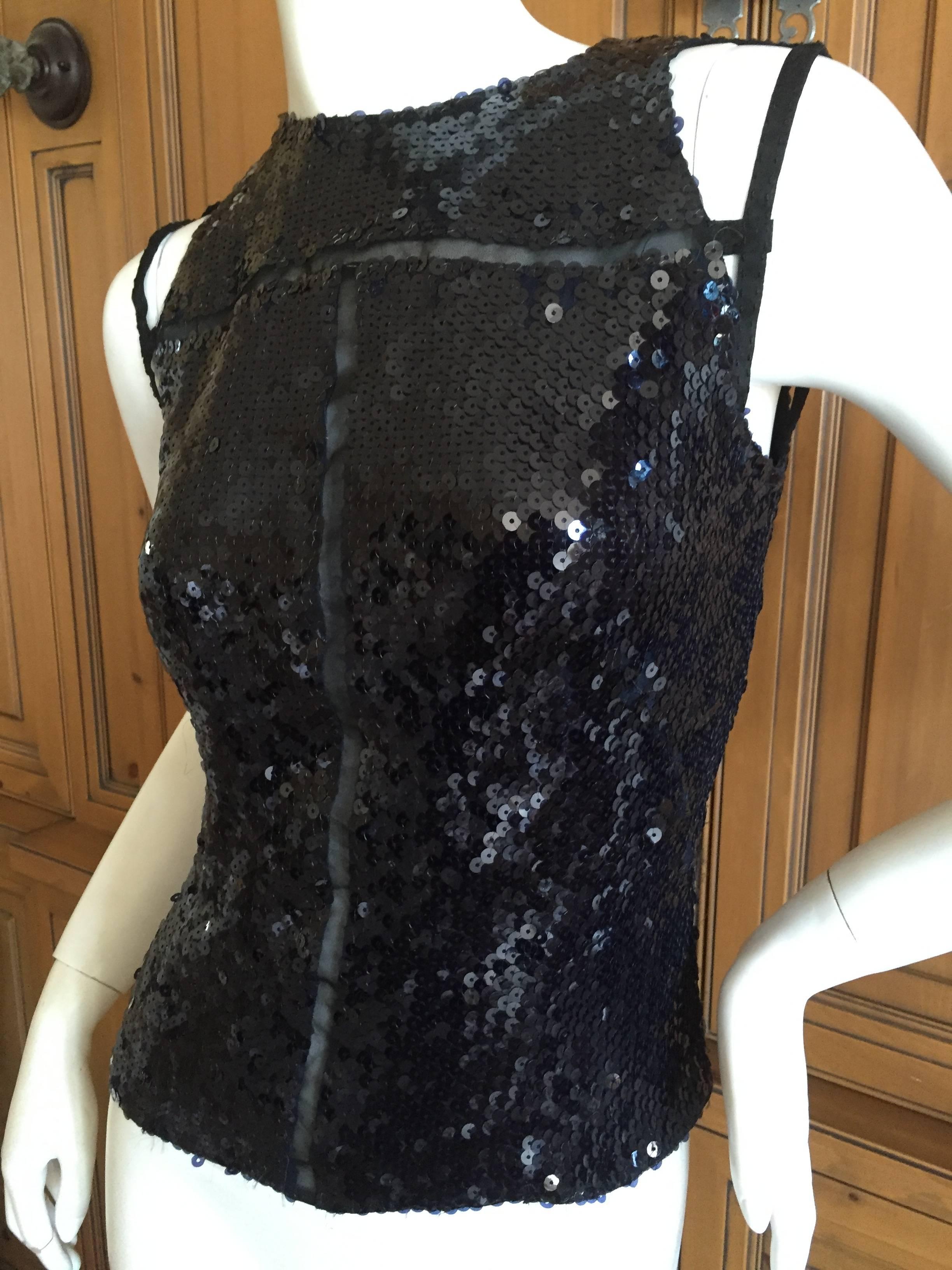 Ralph Rucci Black Sequin Evening Top For Sale at 1stDibs