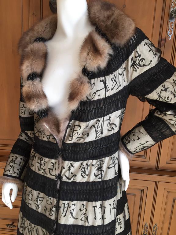 Ralph Rucci Russian Bargazun Sable Reversible Coat w. Leather Cord ...