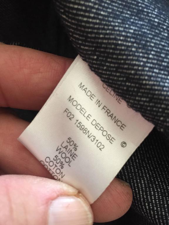 Celine Fox Trim Denim Jacket with Chain Closure at 1stDibs