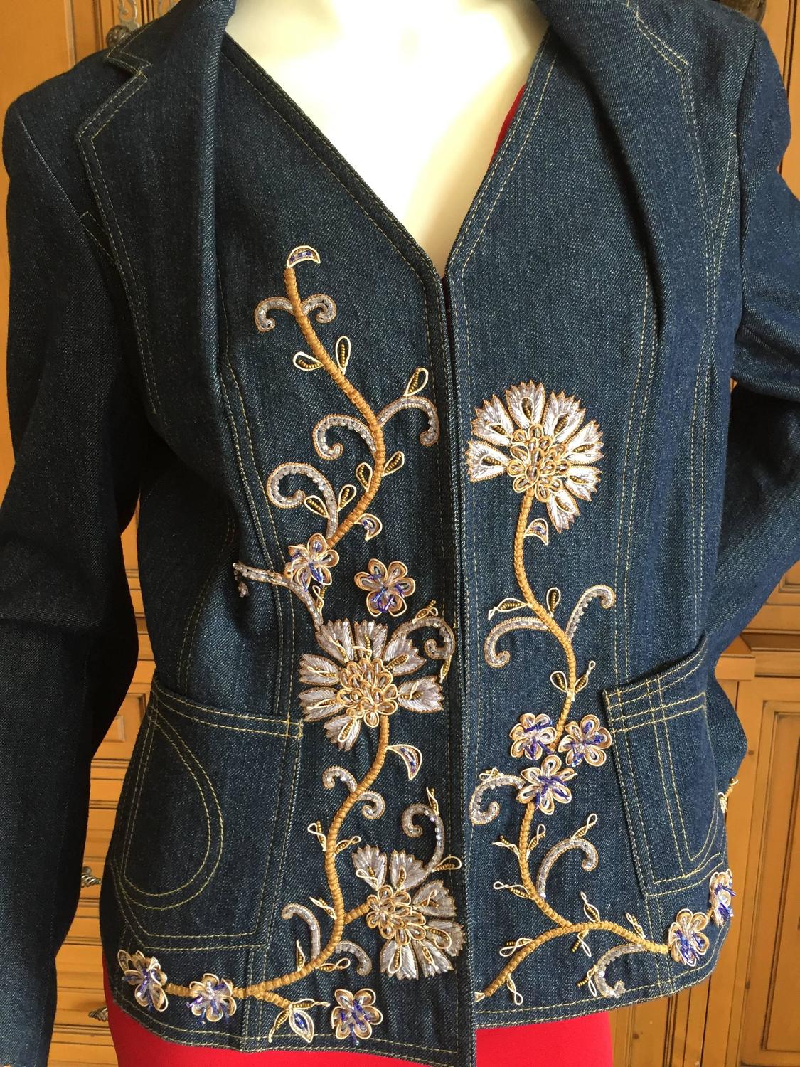 Christian Dior Embellished "Bar" Denim Jacket by John Galliano For Sale ...