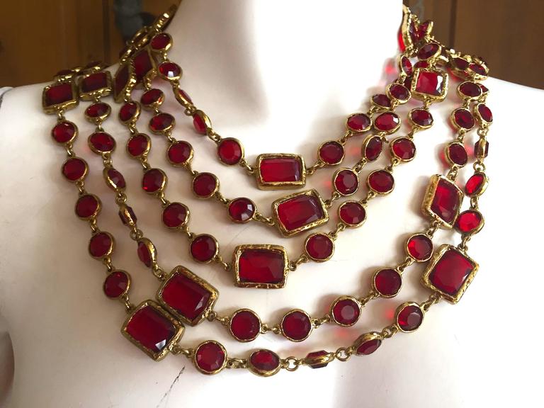 Pair of Chanel Ruby Red Chicklet Necklaces at 1stDibs | chanel chicklet ...