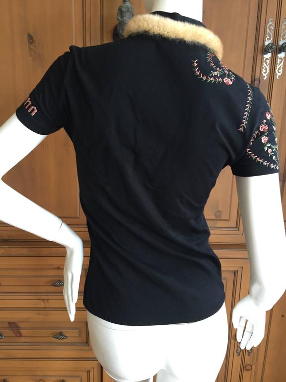 John Galliano Fur Trim Cheosam Top at 1stDibs