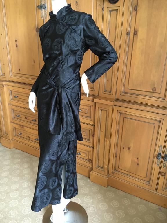 John Galliano Jacquard Cheosam Style Dress with Sash For Sale at 1stDibs
