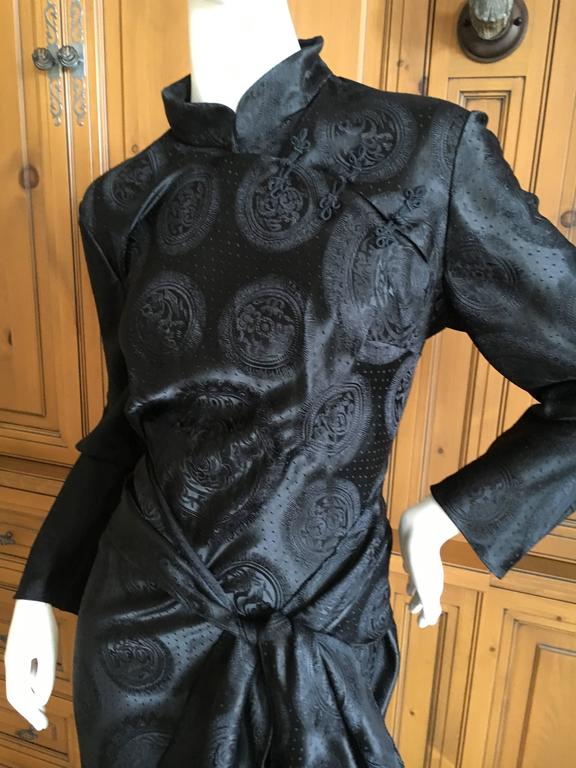 John Galliano Jacquard Cheosam Style Dress with Sash For Sale at 1stDibs