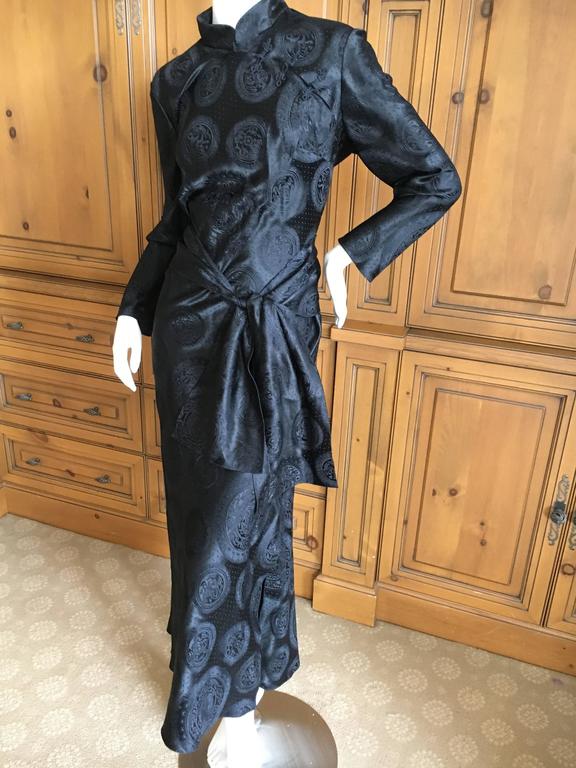 John Galliano Jacquard Cheosam Style Dress with Sash For Sale at 1stDibs