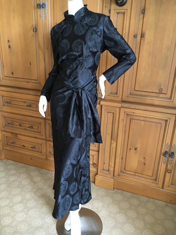 John Galliano Jacquard Cheosam Style Dress with Sash For Sale at 1stDibs