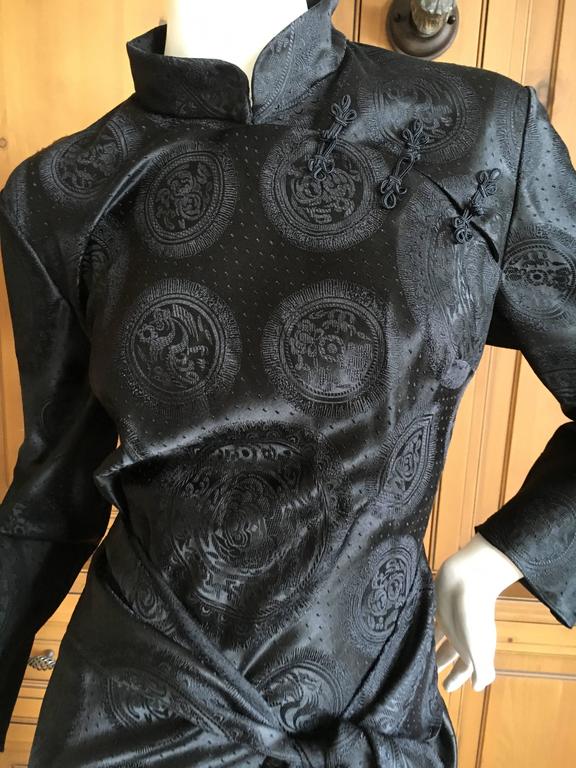 John Galliano Jacquard Cheosam Style Dress with Sash For Sale at 1stDibs