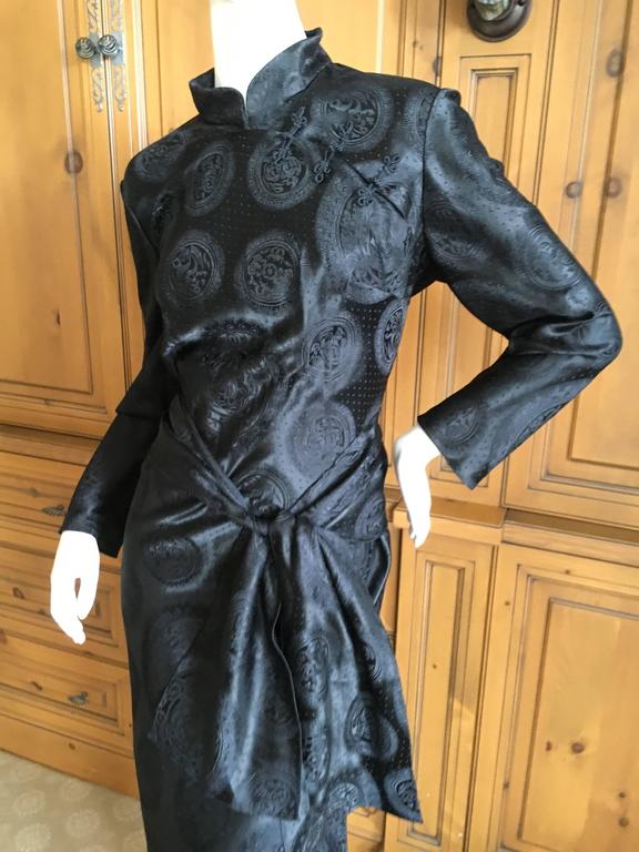 John Galliano Jacquard Cheosam Style Dress with Sash For Sale at 1stDibs