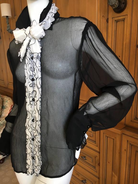 Yves Saint Laurent Seductive Sheer Silk Ruffle Blouse New with Tags For ...