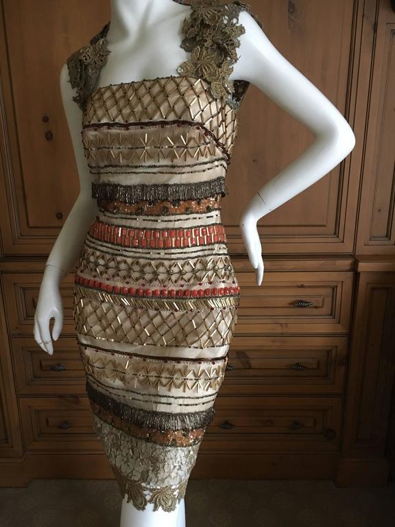 Valentino Vintage Beautifully Embellished Cocktail Dress For Sale At