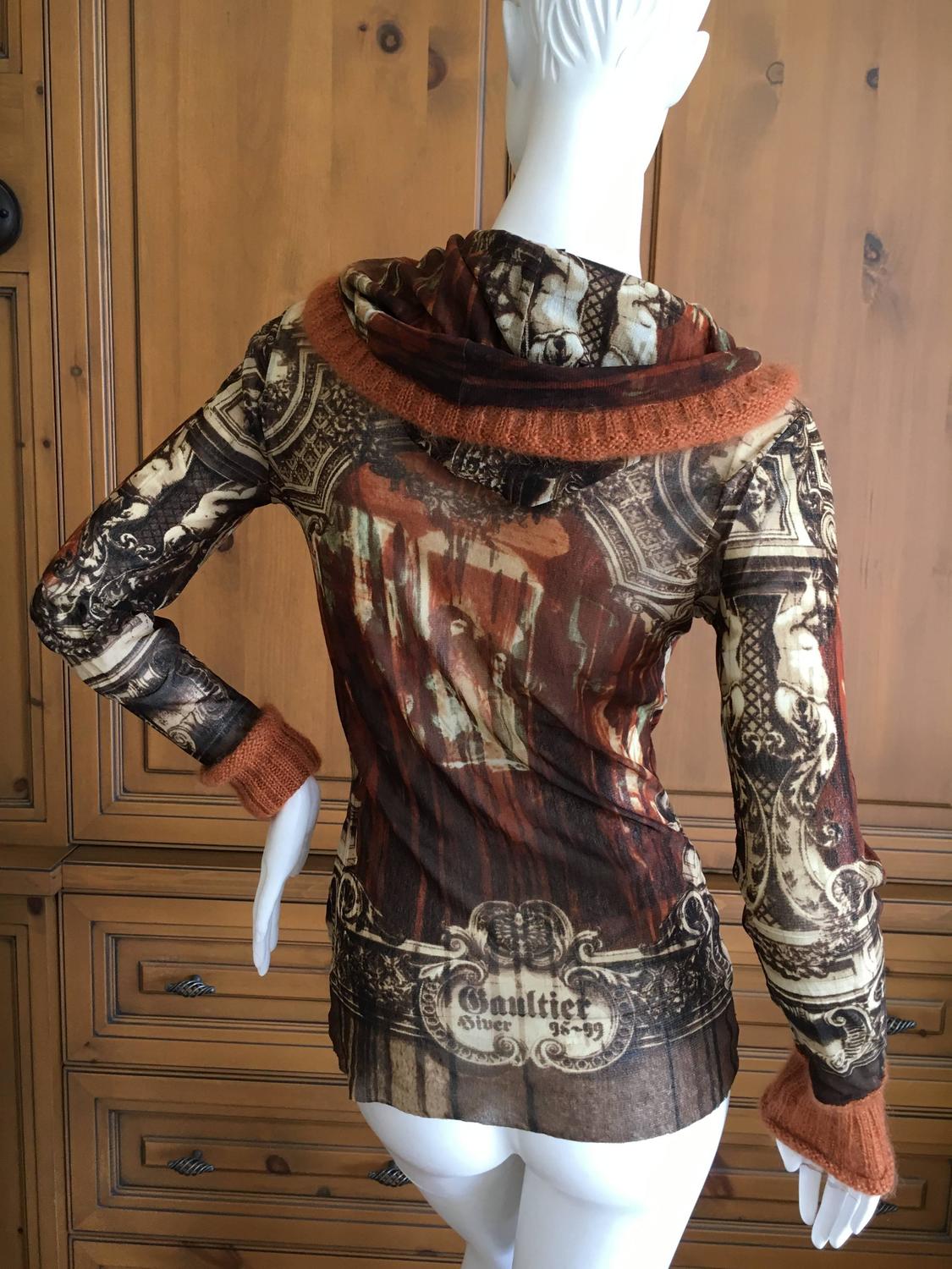 Jean Paul Gaultier Classique 1998 Hooded Top with Cable Knit Trim For ...