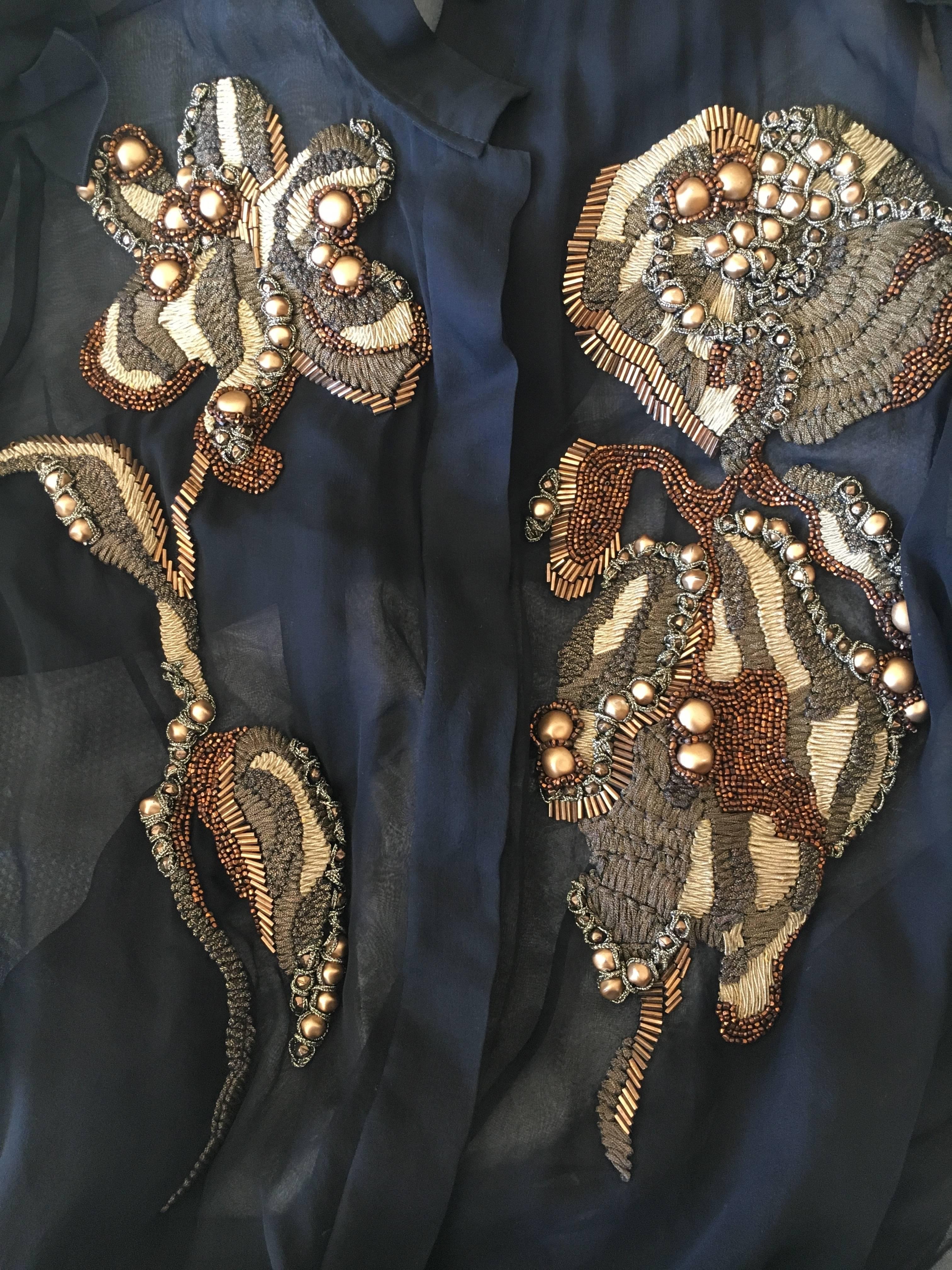 Yves Saint Laurent Sheer Blouse with Lesage Embellished Iris Flowers at ...