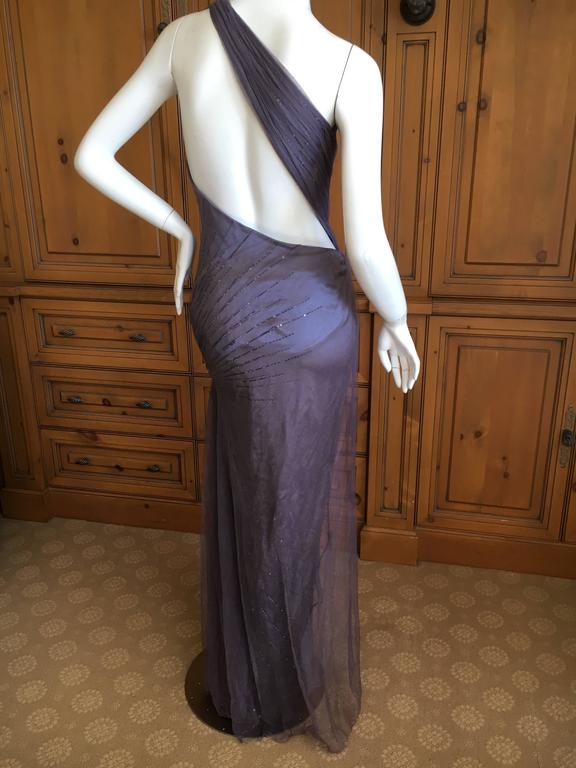 Atelier Versace Purple One Shoulder Evening Dress with Crystal ...