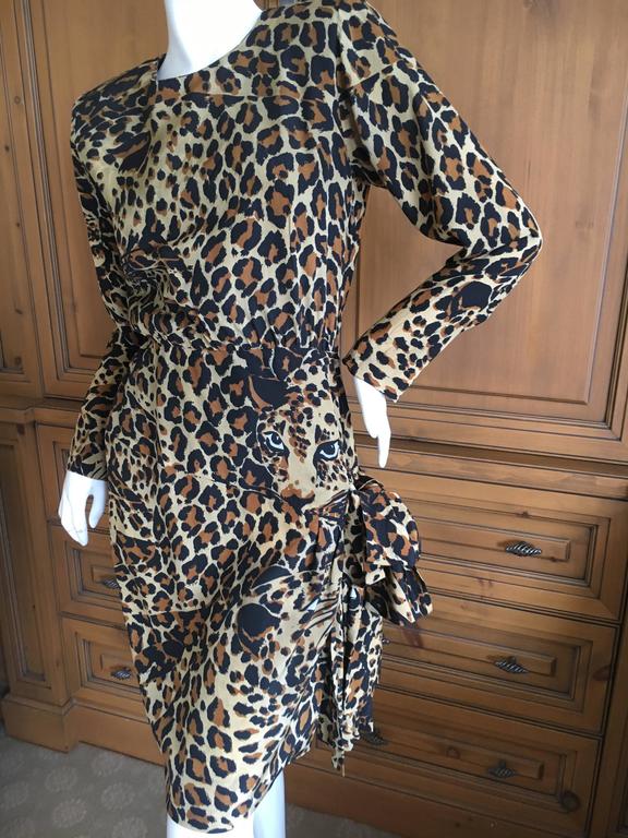 Yves Saint Laurent Rive Gauche Silk Leopard Print Dress For Sale at ...