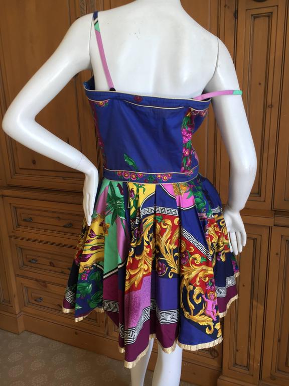 Versace Jeans Couture 1992 Barocco Pattern Cotton Dress with Gold Trim ...