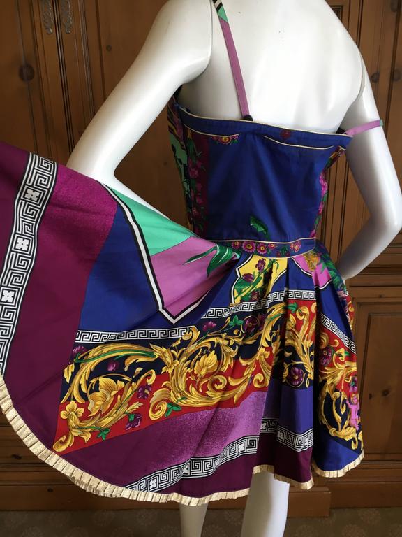 Versace Jeans Couture 1992 Barocco Pattern Cotton Dress with Gold Trim ...